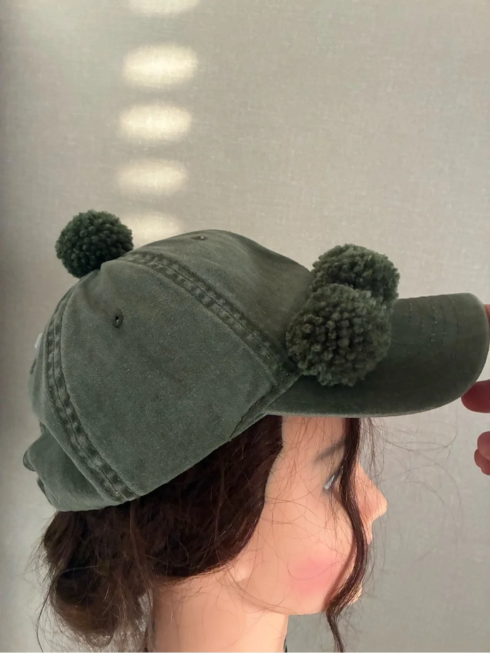 Accessories | Olive Green Pompom Baseball Cap | Poshmark